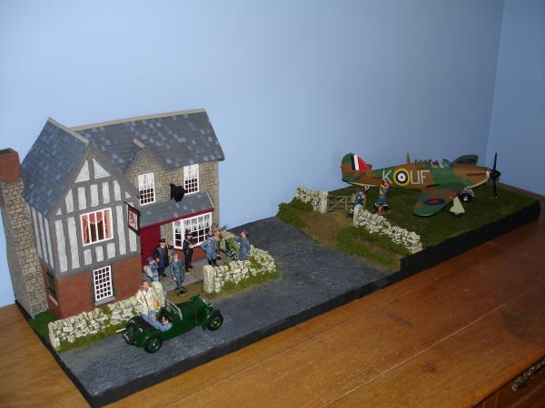 A diorama I made using K&C RAF figures & Hurricane plus Britains Pub. I ...