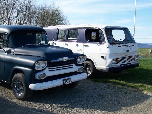 my 58 & my 68 Van. Gotta love them old Chevys. | Treefrog Treasures